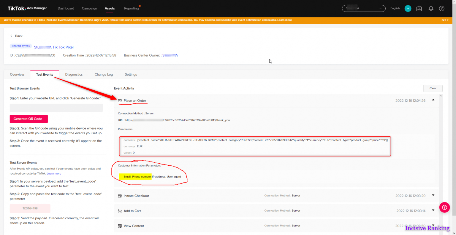 TikTok Event API (Server Side) and Pixel Setup